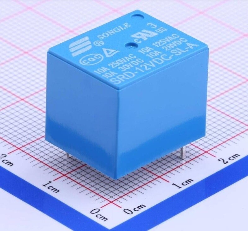 SONGLE SRD-12VDC-SL-A Реле электромагнитное 12 В, 1 А (SPST-нормально разомкнутый), 4 разъема, 15,6x19,2мм, 1шт