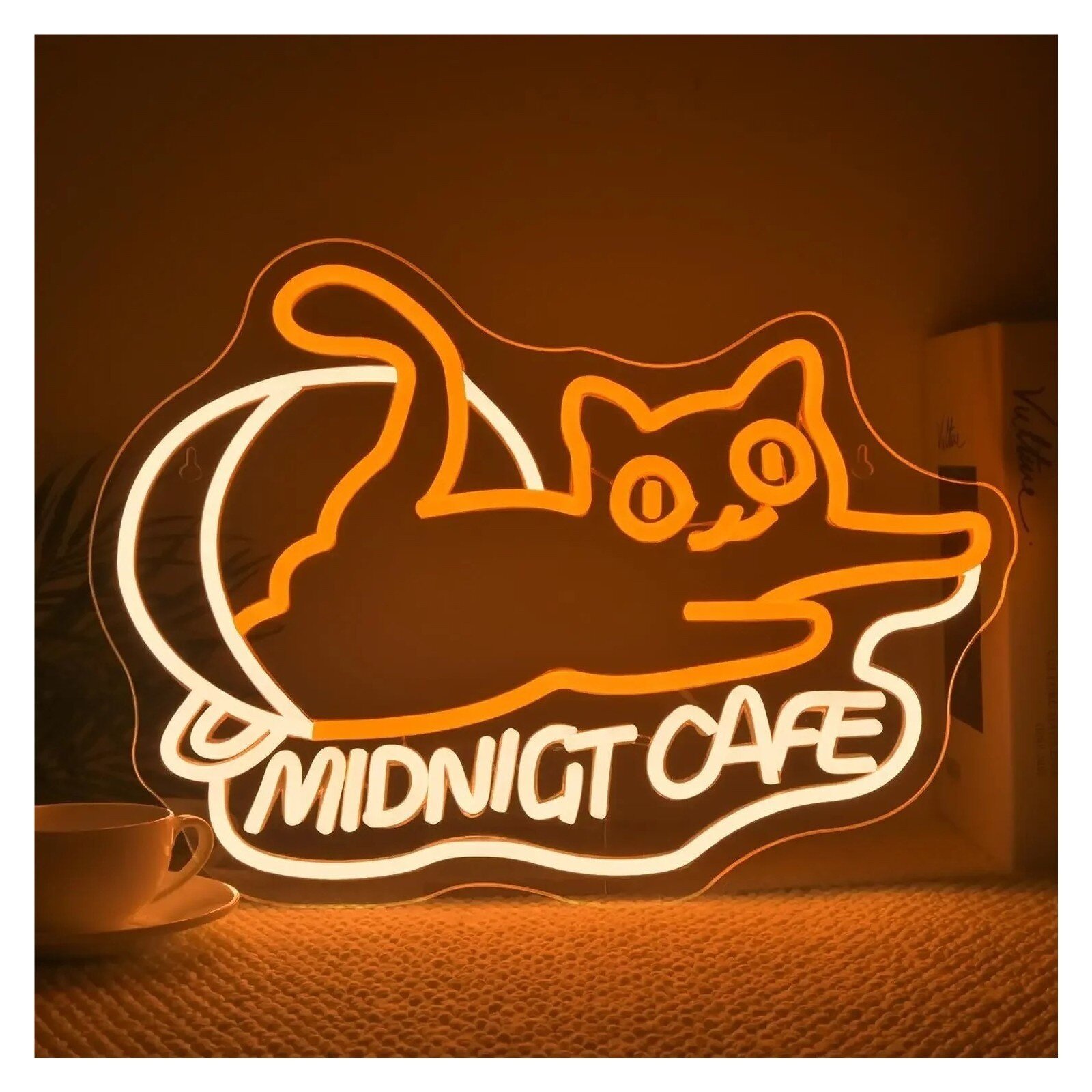 Неоновая Вывеска Midnight Cafe Cat 42x31cm