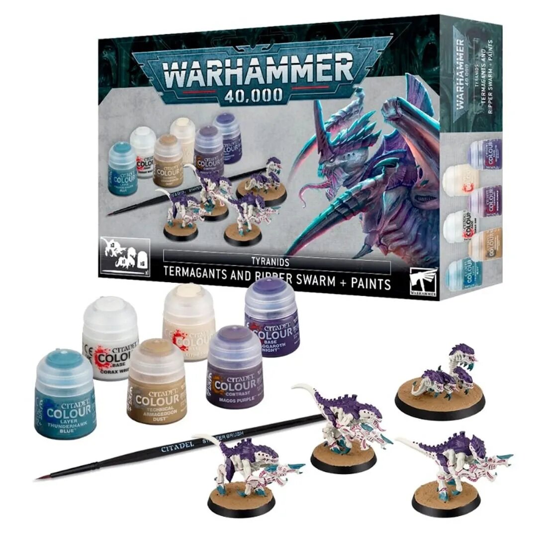 Warhammer 40000 Набор миниатюр и красок для моделирования: Tyranids - Termagants & Ripper Swarm + Paint Set