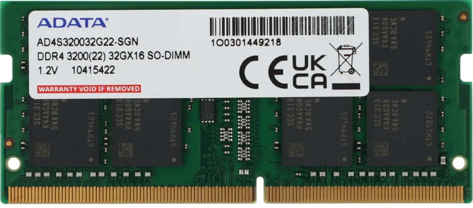 Модуль памяти A-DATA SO-DIMM 32GB, DDR4, (AD4S320032G22-SGN)