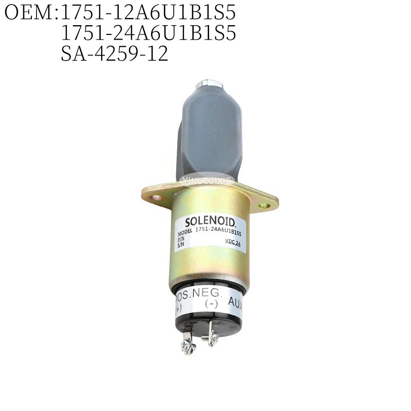 Клапан отсечки топлива (соленоид) для экскаватора Kubota, OEM 1751-12A6U1B1S5/1751-24A6U1B1S5/SA-4259-12