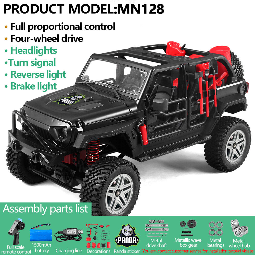 Модель внедорожника Jeep Wrangler MN128 в масштабе 1:12, версия Panda Edition, радиоуправляемая, полноразмерный 4WD