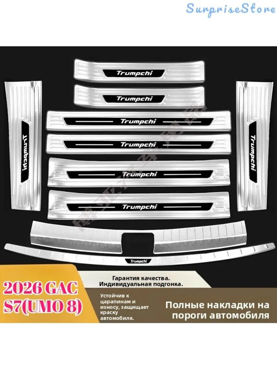 Накладки на пороги автомобиля GAC S7 Umo 8, серебристые защитные планки