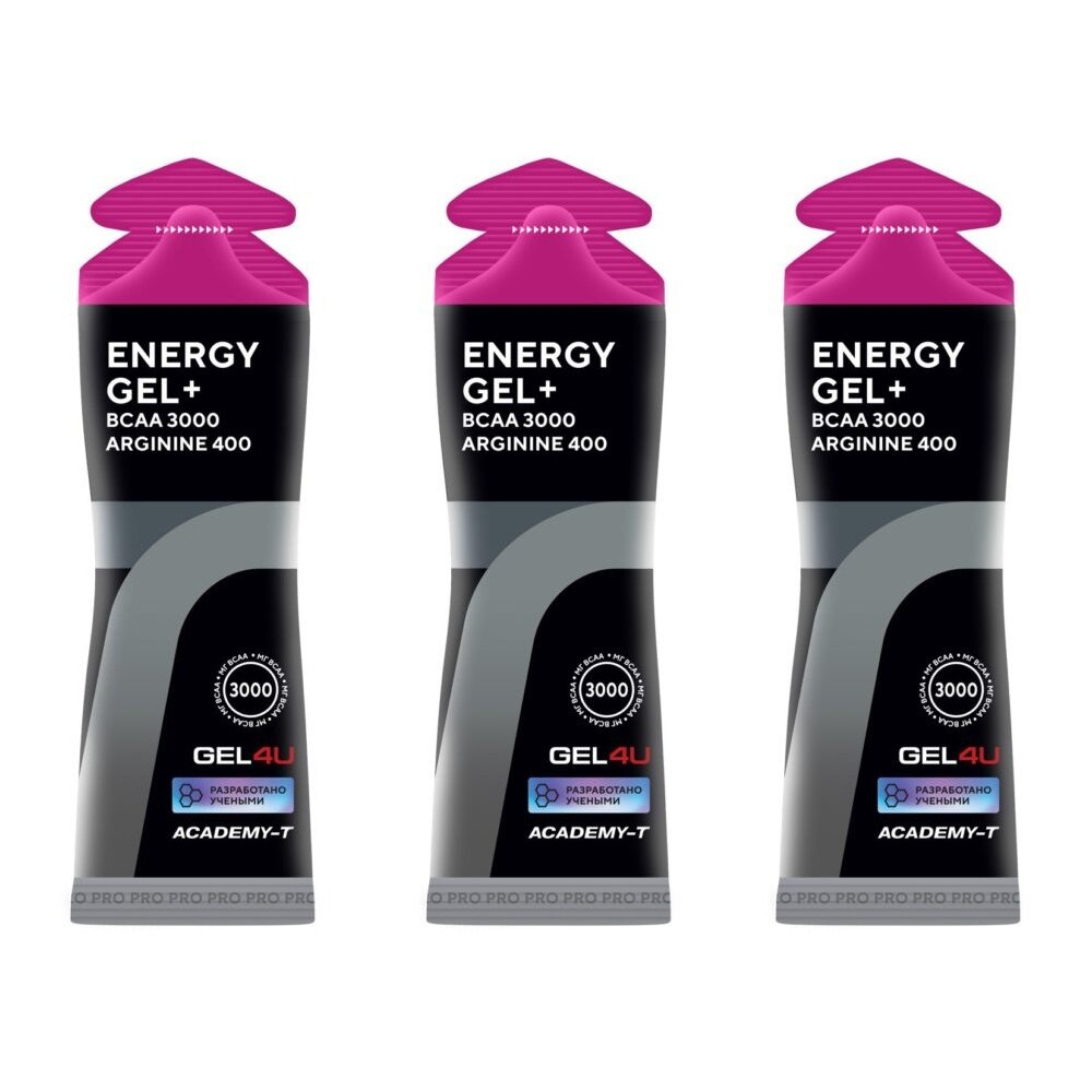 Academy-T Energy Gel + BCAA 3000 Arginine 400, 60 г * 3 штуки, Вкус Лесные Ягоды