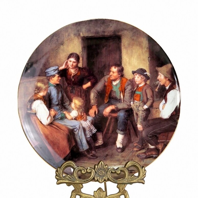 Декоративная тарелка Встреча, фарфор, коллекция, винтаж, антиквариат