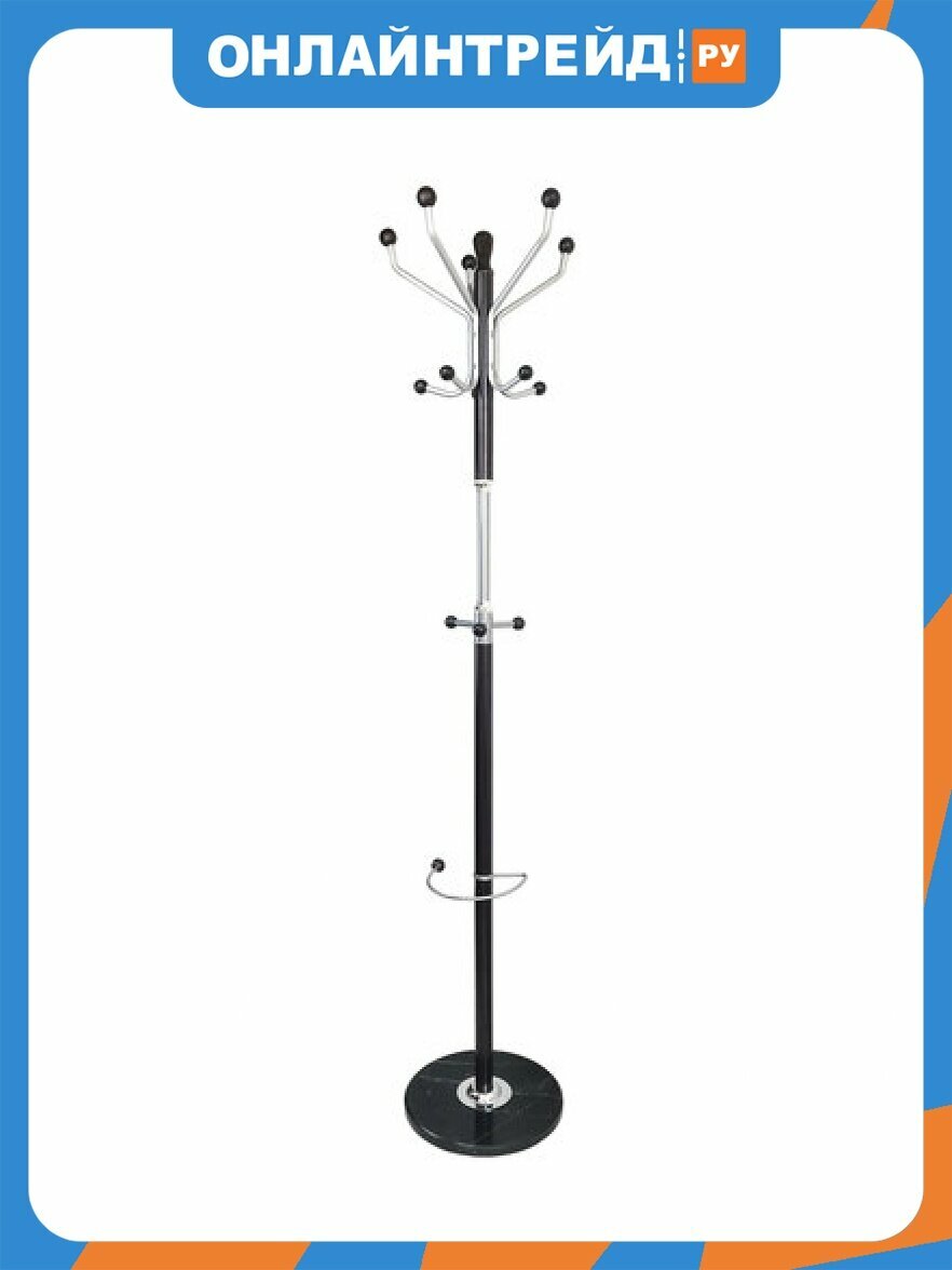 Вешалка-стойка Brabix "CR-870" на мраморном диске, металл, 5+3 крючка, цвет коричневый