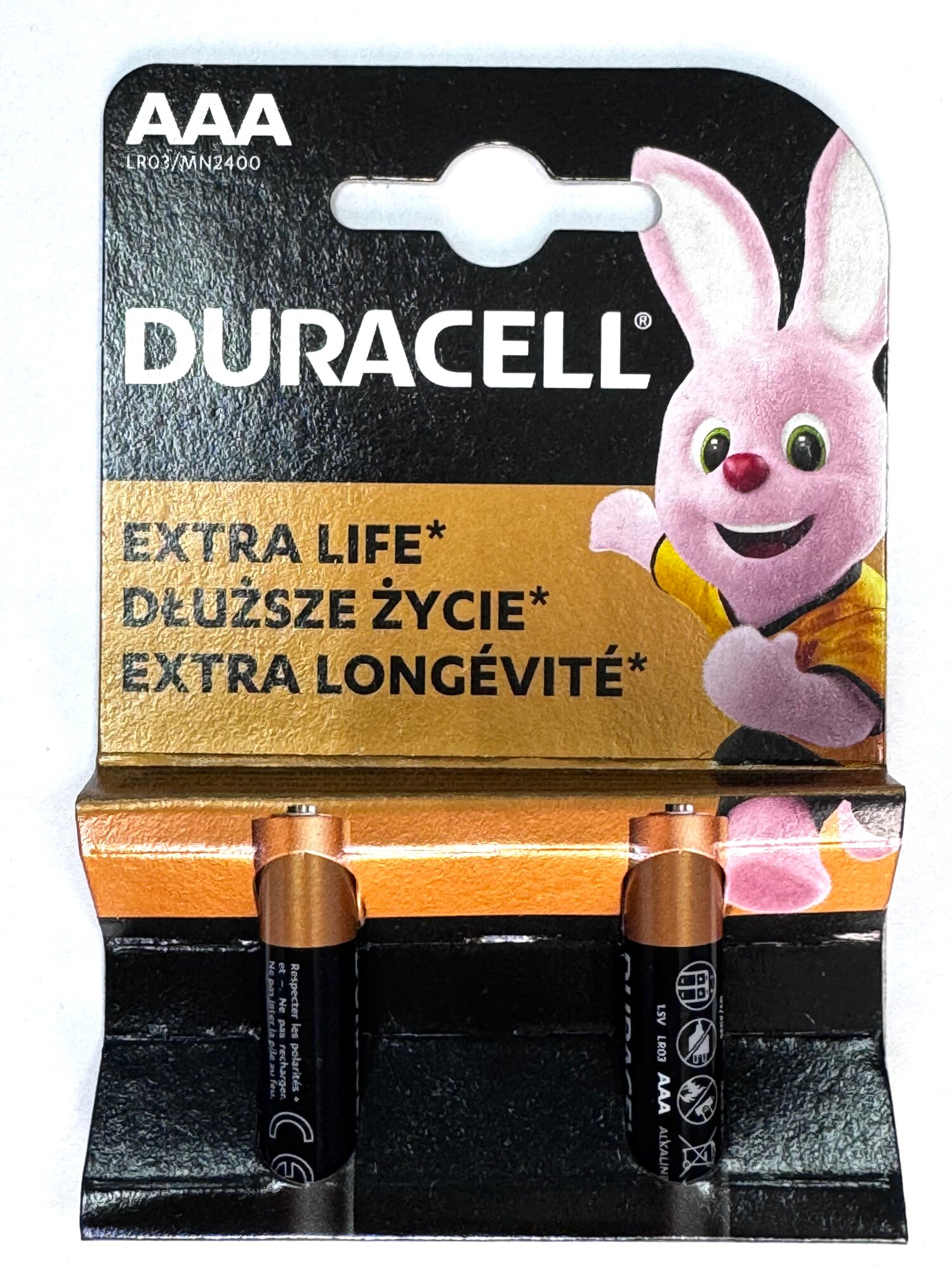 Батарейки алкалиновые Duracell Basic AAA BL2 (2 шт, блистер)