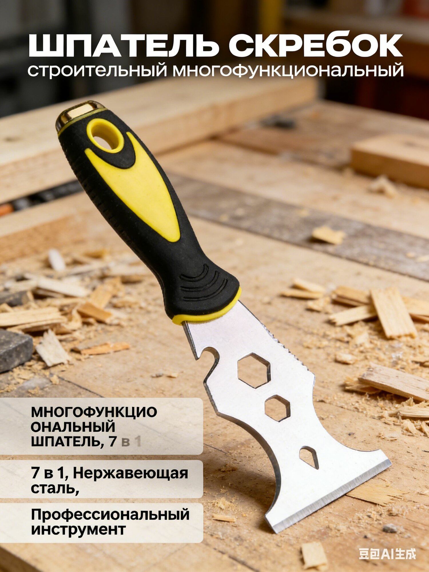 Шпатель строительный скребок многофункциональный (11в 1).