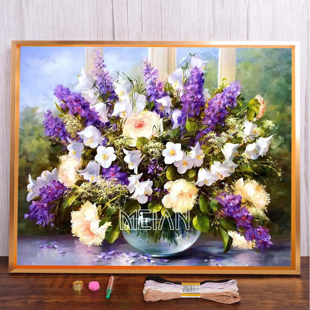 MEIAN Набор для вышивания,30x40CM, Чистый холст с сеткой 11CT,40 цветов