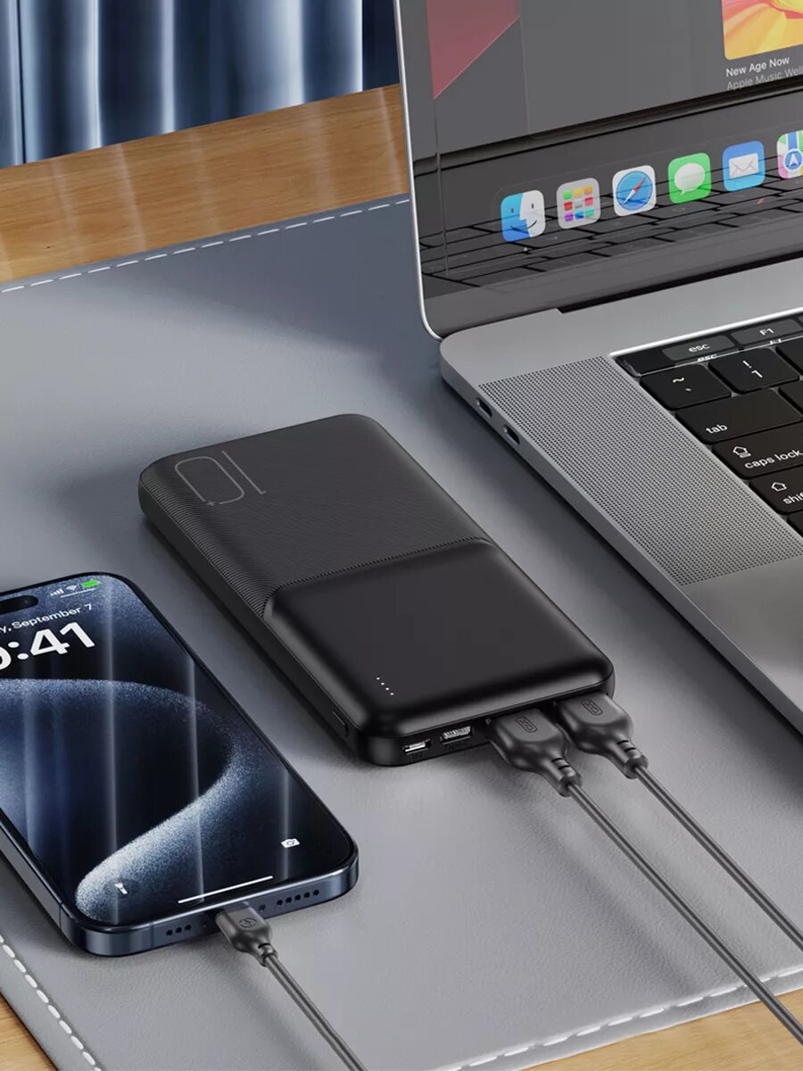 Внешний аккумулятор Premium J100 MAX, 10000mAh, пластик, черный