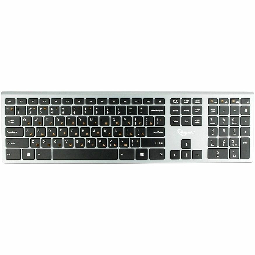 Клавиатура беспроводная Gembird KBW-1, USB, серебристый
