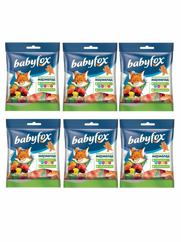 BabyFox Жевательный мармелад с соком ягод и фруктов, 30 гр, 6 уп