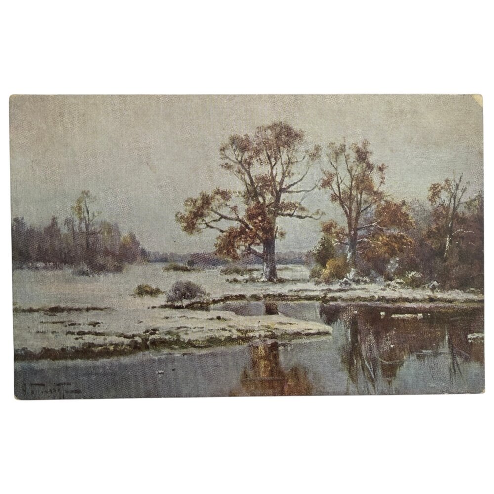 Почтовая открытка "Бурхардт - Первый снег" 1900-1910 гг. Гранберг, Российская Империя