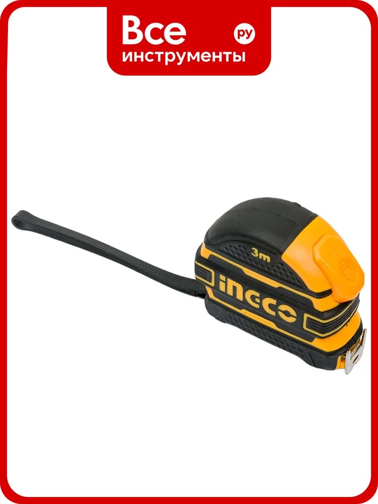 Рулетка INGCO HSMT08316-1, обрезиненный корпус, сталь, 3 м x 16 мм