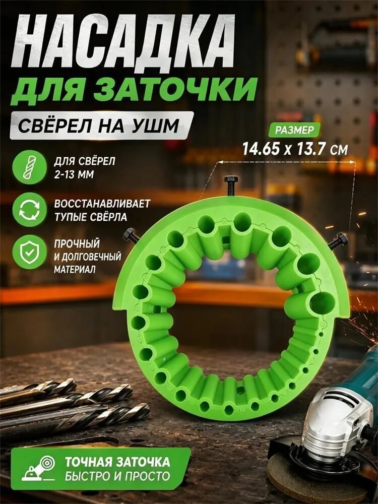 Насадка на болгарку УШМ для заточки сверл Приспособление для заточки тупых и старых сверл разного диаметра