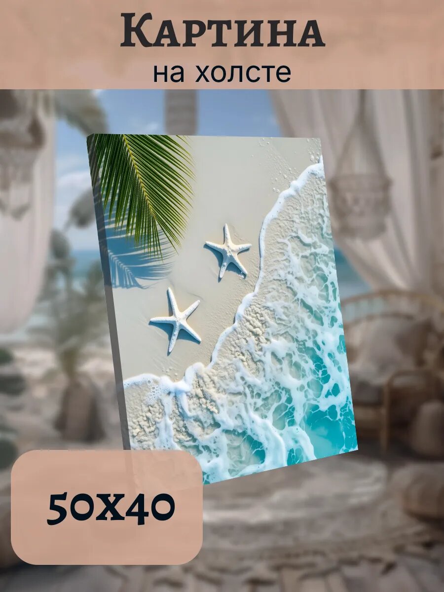 Картина 40х50 Море Пляж Песок Эстетика Солнце Волны