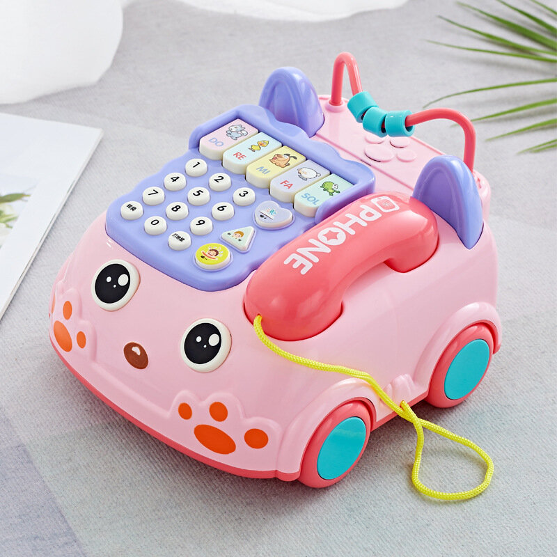 Розовый средний обучающий телефон-игрушка для малышей 1-3 лет с батарейками пользователя - многофункциональное учебное