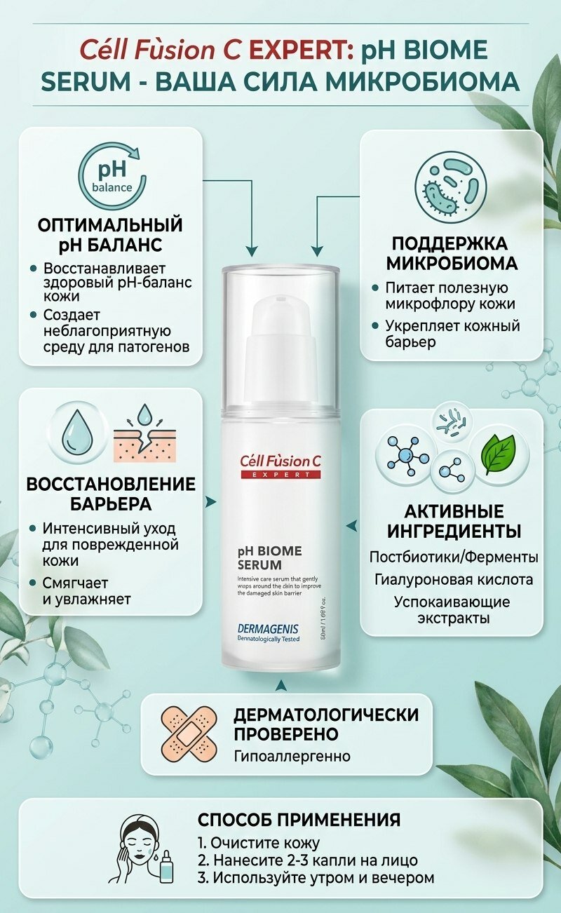 Cell Fusion C / DERMAGENIS pH Biome Serum - Сыворотка регенерирующая "5 факторов" 50 мл