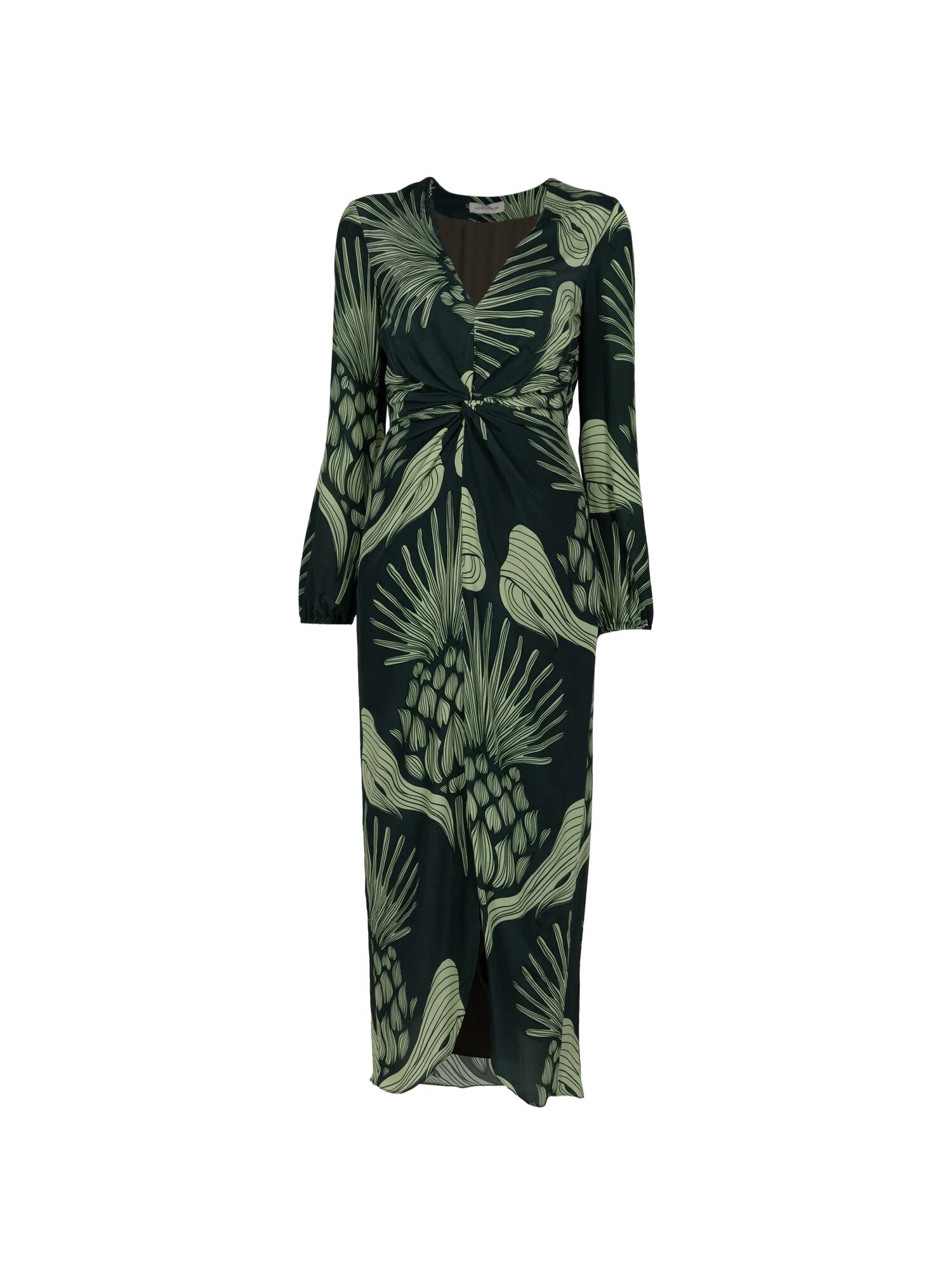 Платье ANDRES OTALORA Nia Serena twist-detail leaf-print midi dress