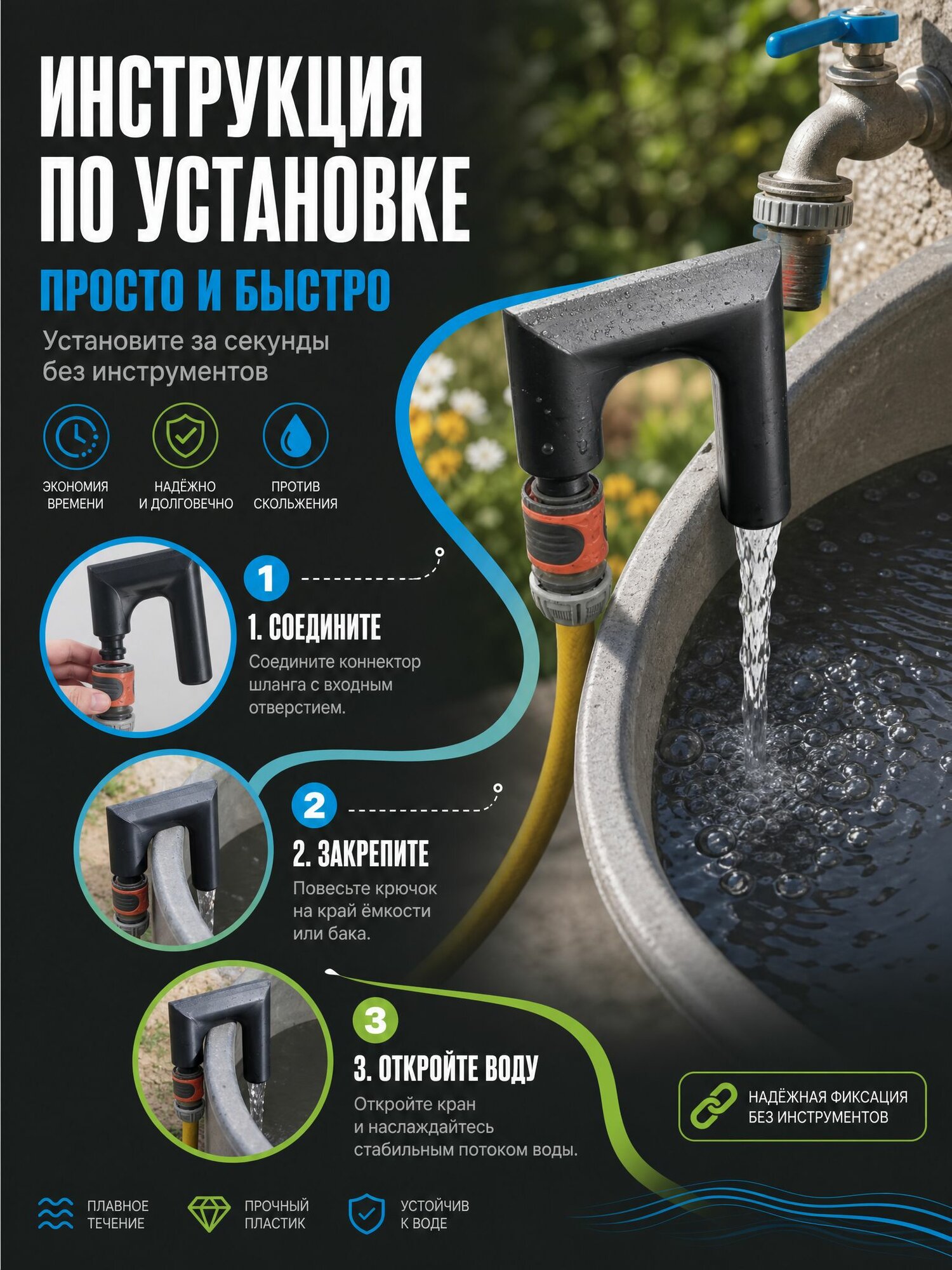 Крепление для системы полива, Пластик