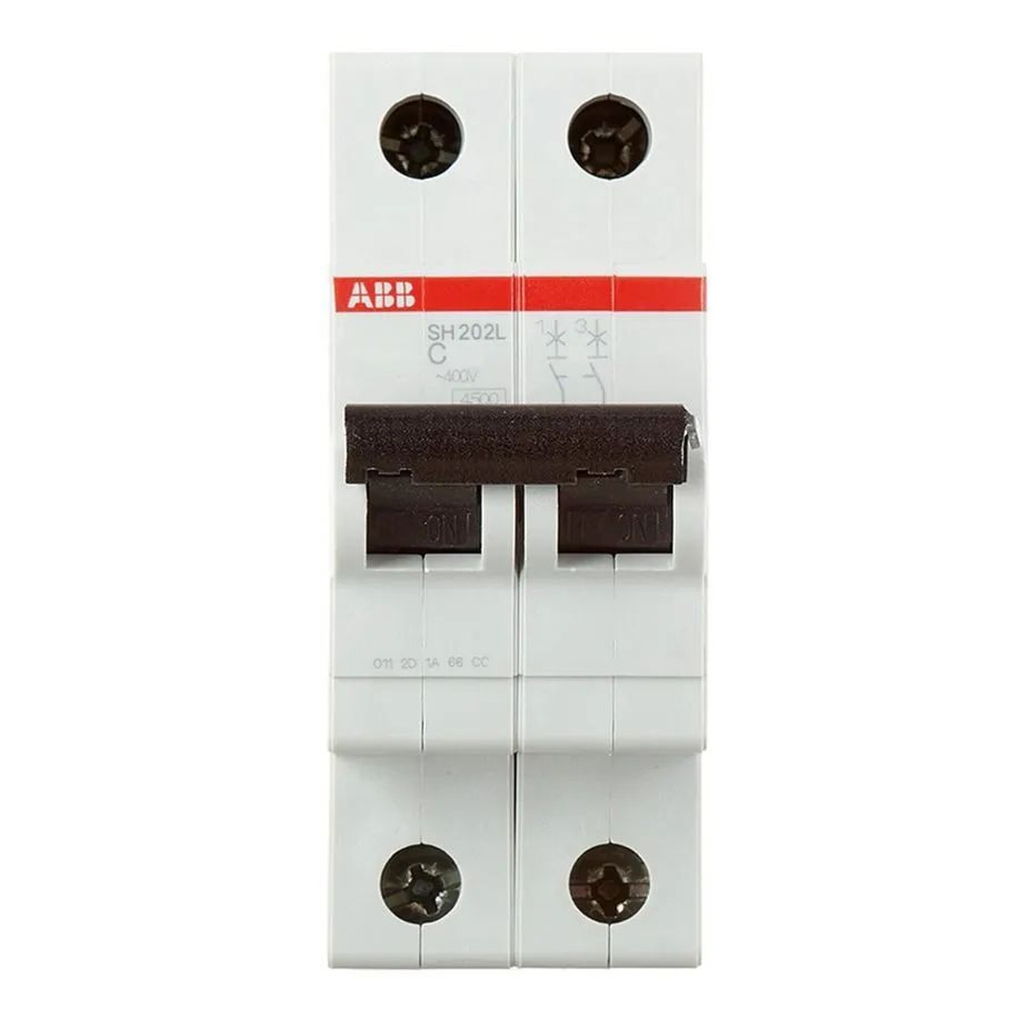 Автоматический выключатель ABB SH202, 10А, 400В, 2 полюса, 6кА, тип C