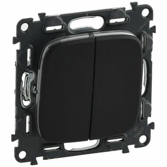 Выключатель LEGRAND 2-клавишный 10А 250В Valena ALLURE DIY, антрацит, 752915