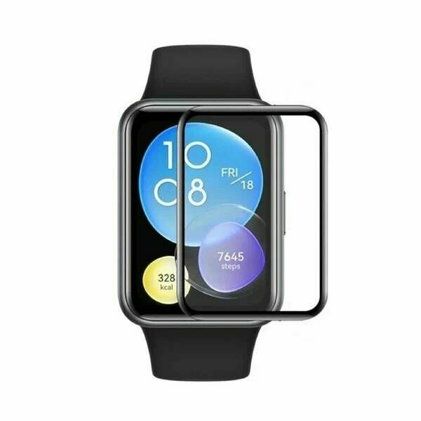 Защитная пленка "Полное покрытие" для Huawei Watch Fit 2 Active/Classic Edition Черный (силикон) не скрывает экран часов