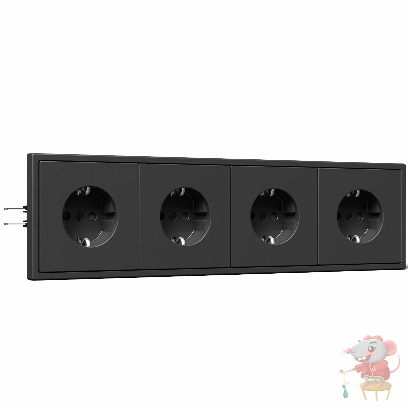 Встроенная Розетка BSEED четверная 4 поста , Настенный розетка с когтями,16А 250В, PC рамка Черная