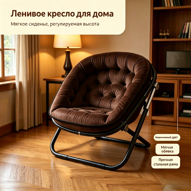 Складное кресло-луна для дома и общежития, мягкое тканевое кресло для отдыха, есть вариант с подставкой для ног