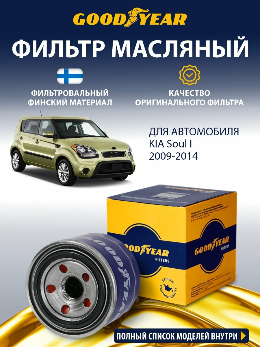 Фильтр масляный автомобильный KIA Soul / Кия Соул 1 покол. 1.6 бензин 2009 2010 2011 2012 2013 2014