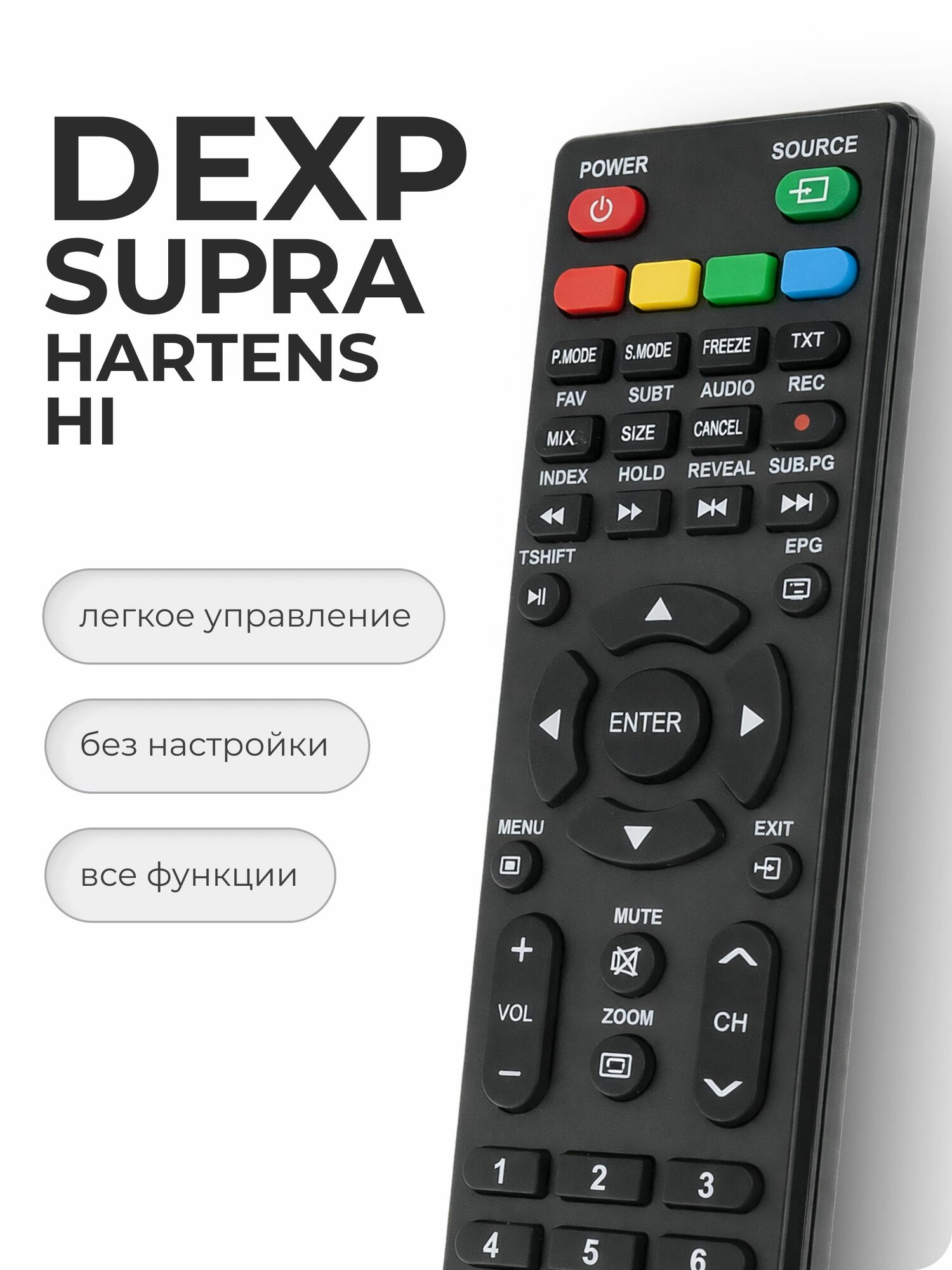 Пульт ду RS41-DCG для телевизора Akira Akai AMCV DEXP Digma Econ Fusion Hartens HI, Hyundai Leben Leff Loview LUMUS Novex Orion, STARWIND SUPRA Супра YUNO Vekta дистанционного управления