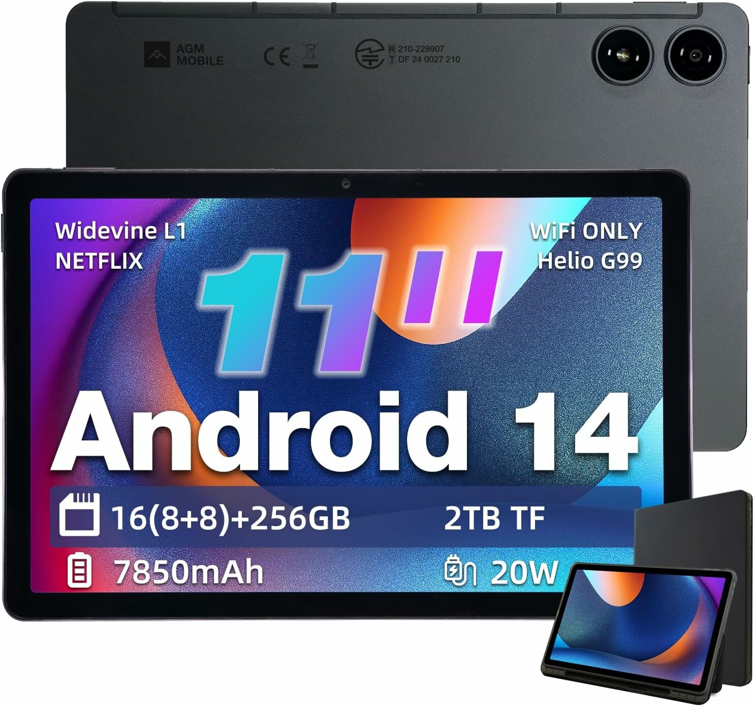 Планшет AGM PAD P2 11 дюймов, Android 14, 7850 мАч, 16(8+8) ГБ 256 ГБ
