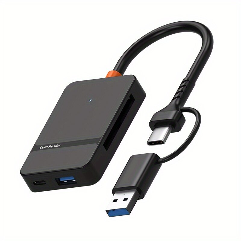 8-в-1 картридер, многофункциональный высокоскоростной USB+Type C, поддерживает SD/TF/CF/MS, OTG, без драйверов, черный
