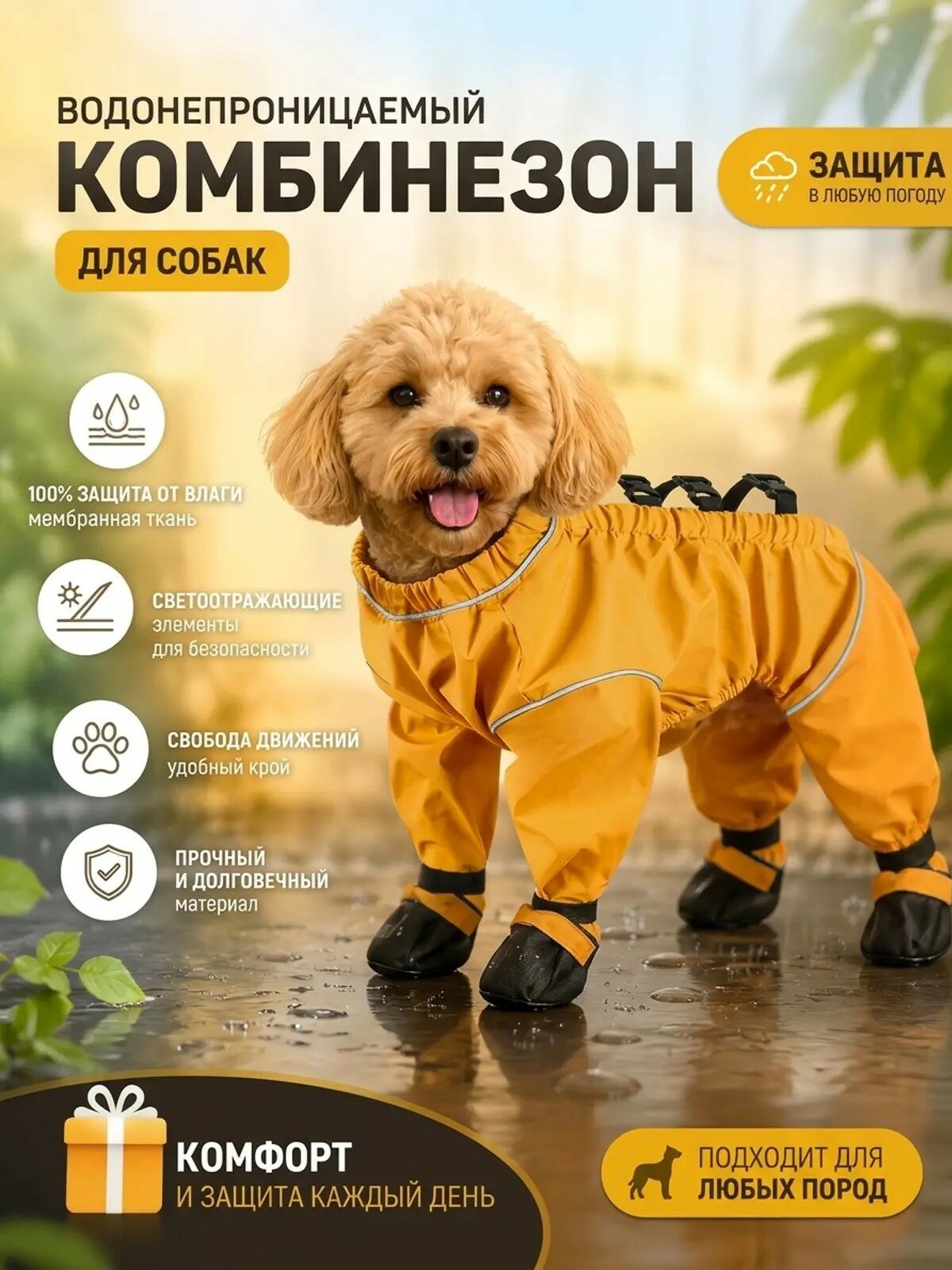 Водонепроницаемый комбинезон для собак, для мелких и средних пород