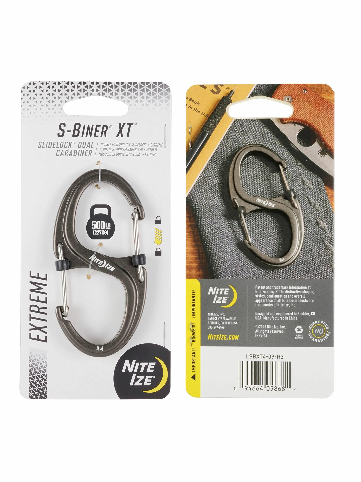 Карабин усиленный Nite Ize S-Biner XT SlideLock #4 - Серый