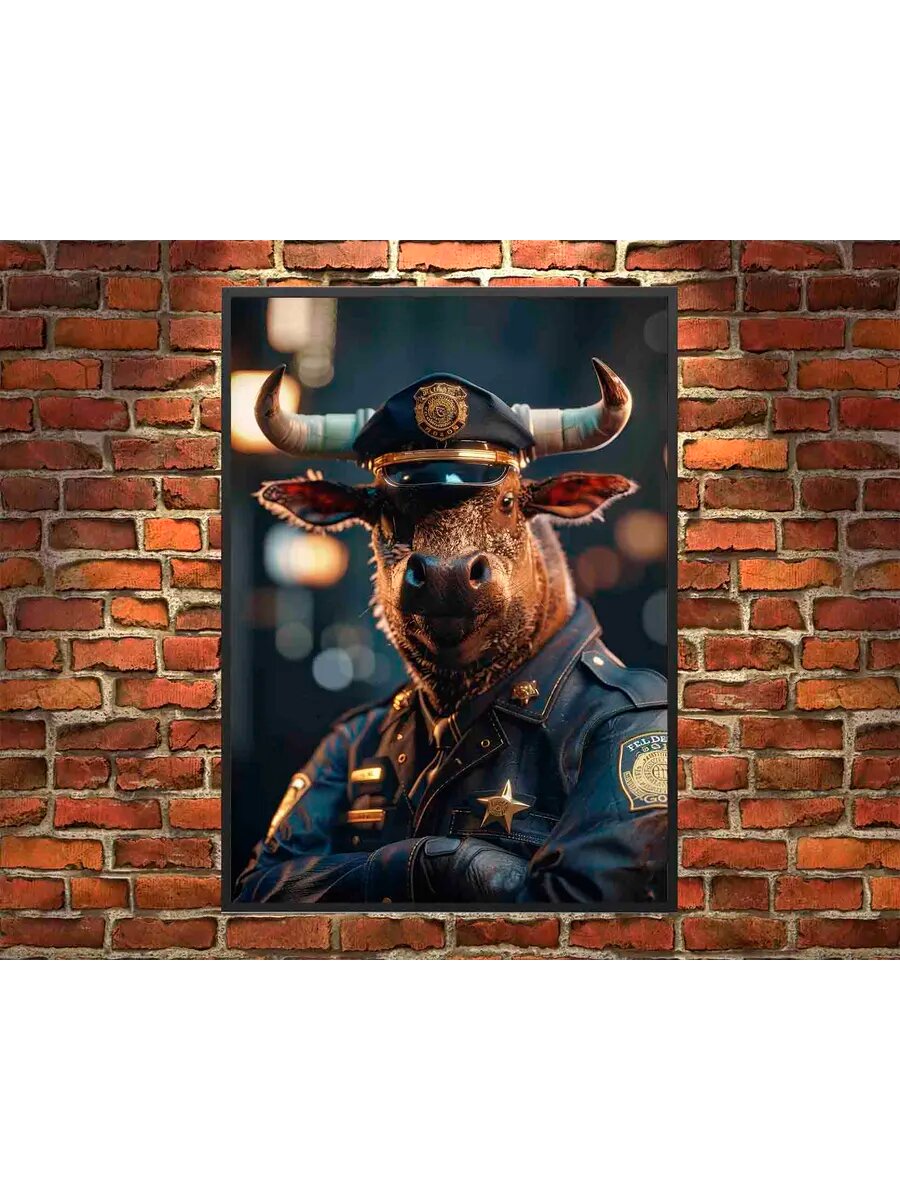 Бык-животное-полицейский 4, Плакат 30x42см