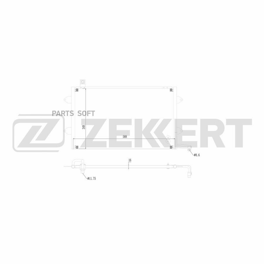 Радиатор кондиционера VW Golf III 91- Vento 91- от официального дистрибьютора, ZEKKERT, артикул MK3221