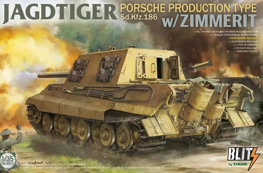 TAKOM 8012 1/35 Модель танка JagdTiger Sd.Kfz. 186 Виды производства w/ZIMMERIT