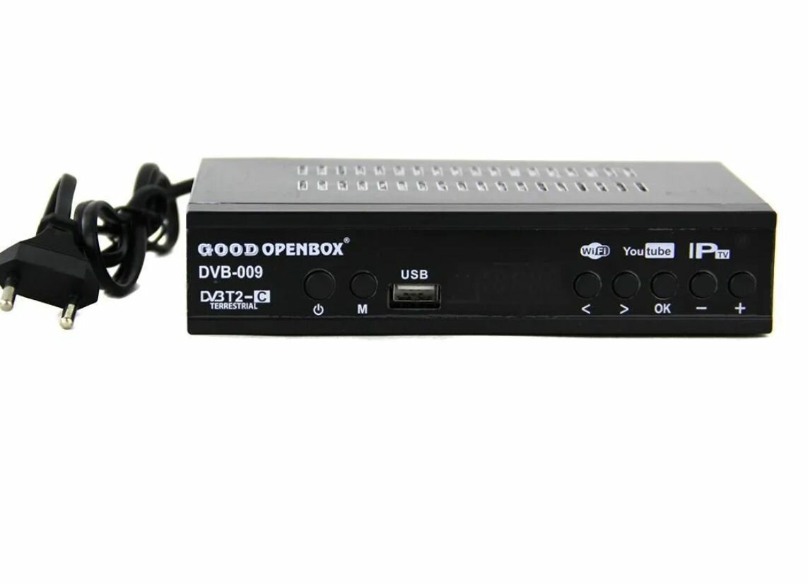 Цифровая приставка HD DVB-009. Эфирный ТВ приемник TV-тюнер ресивер без абонплаты DVB-T2, черный