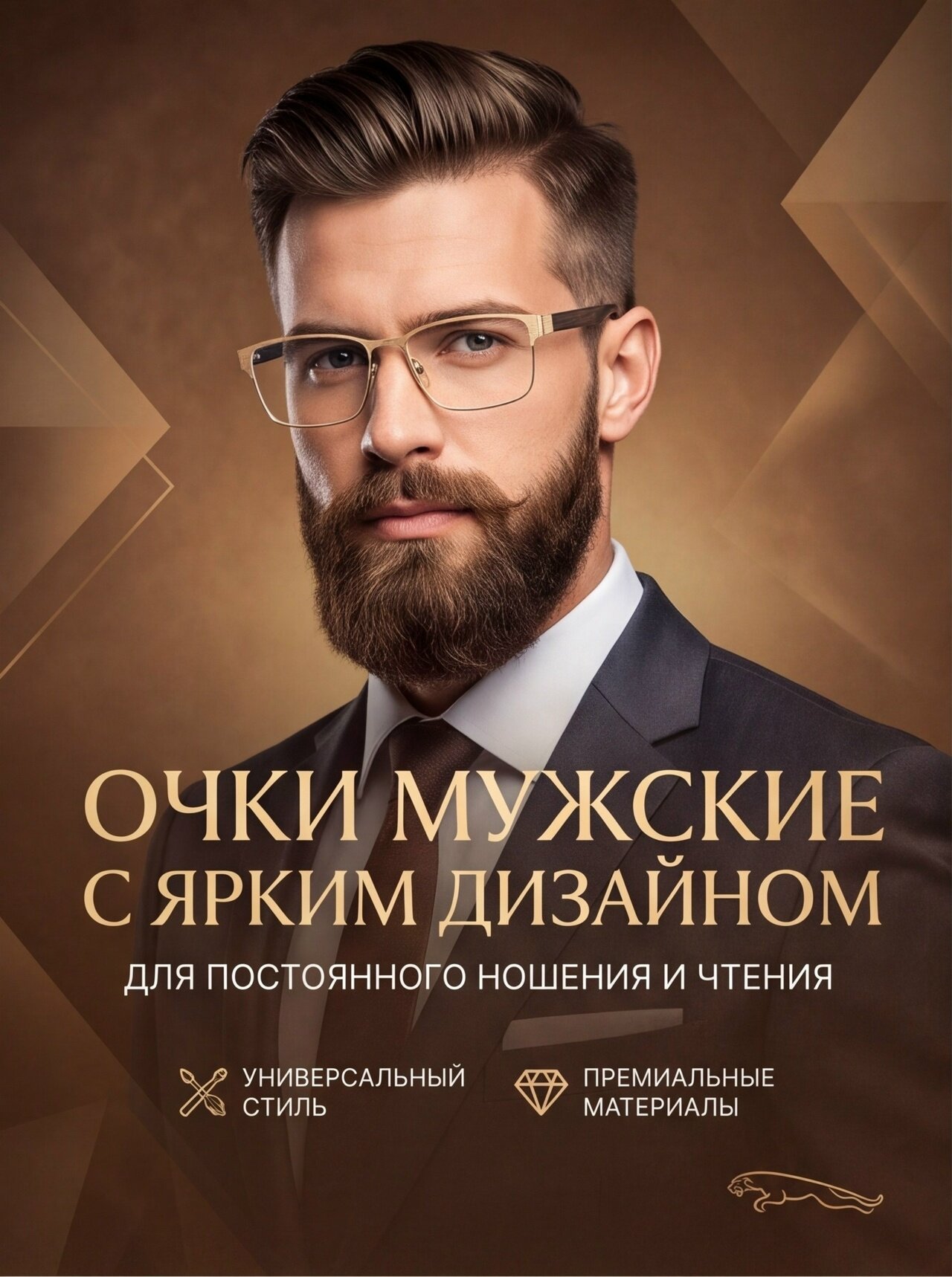 Очки мужские стильные для дальнозоркости -5.00 PD 62-64 с футляром