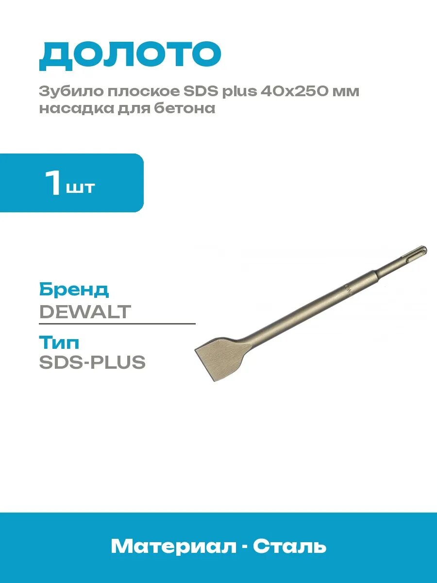 Долото плоское SDS plus 40х250 мм зубило для перфоратора