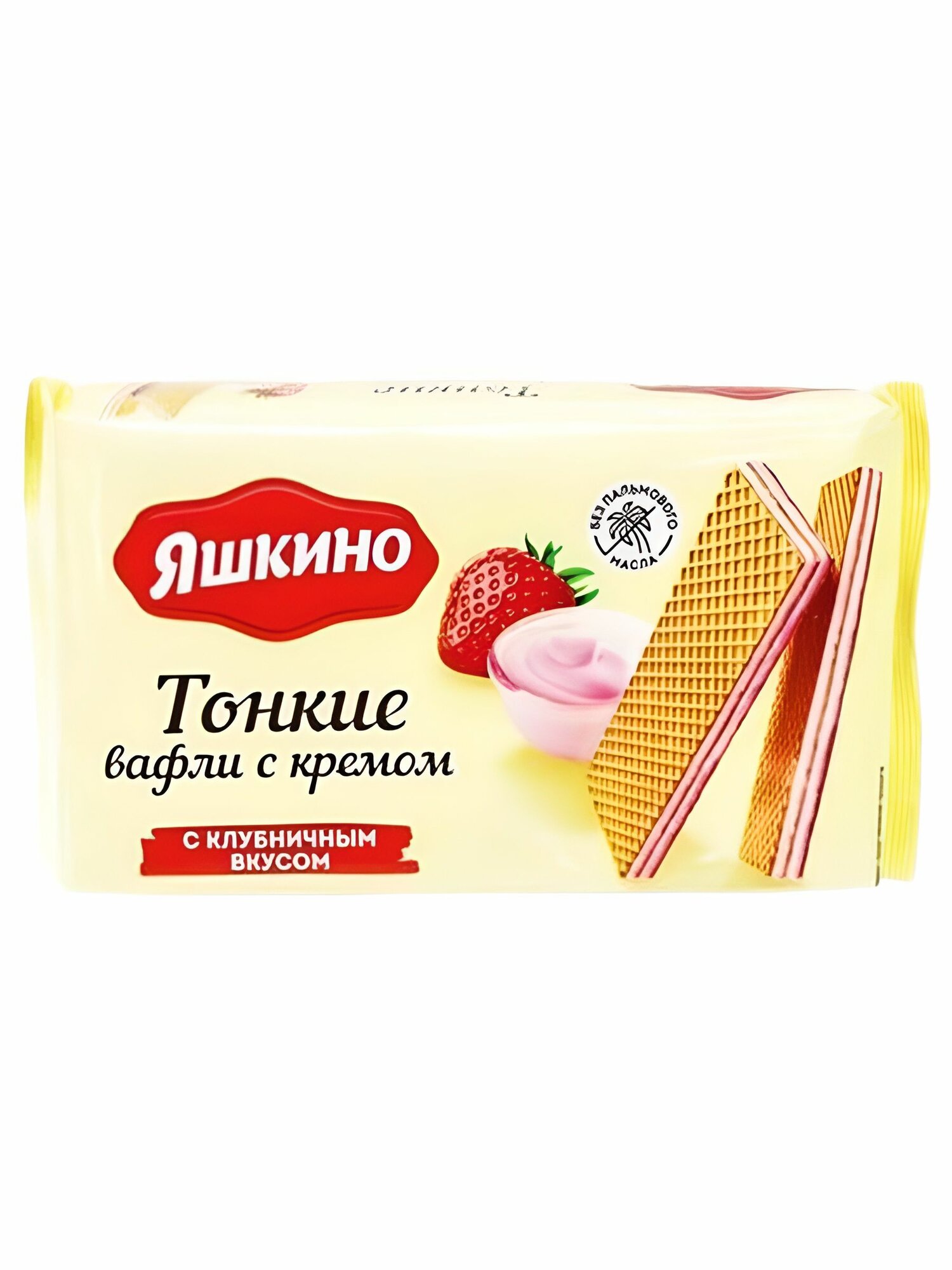 Яшкино , вафли тонкие с кремом с клубничным вкусом, 144 г