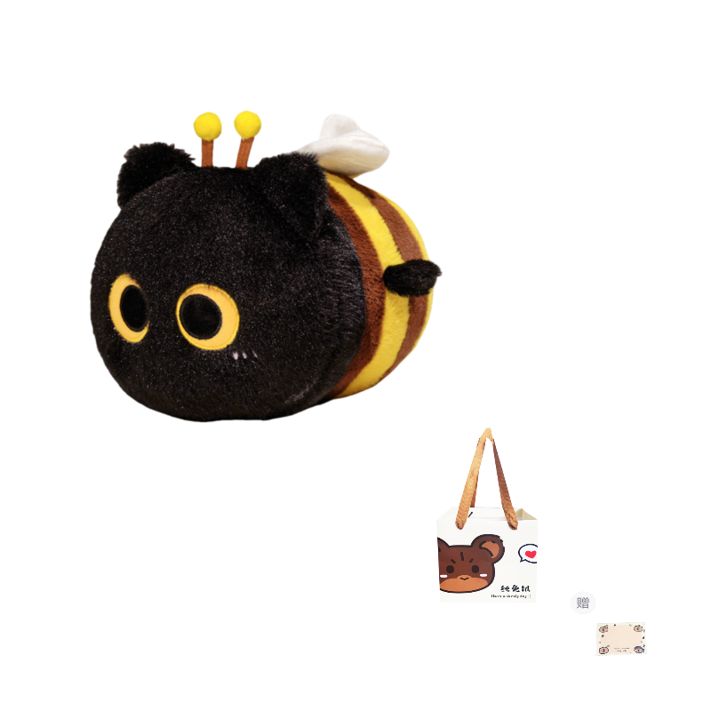 Мягкая игрушка унисекс CHUNTUSHU Кот-трансформер в пчелу, 26CM EU, Black Kitten Bee
