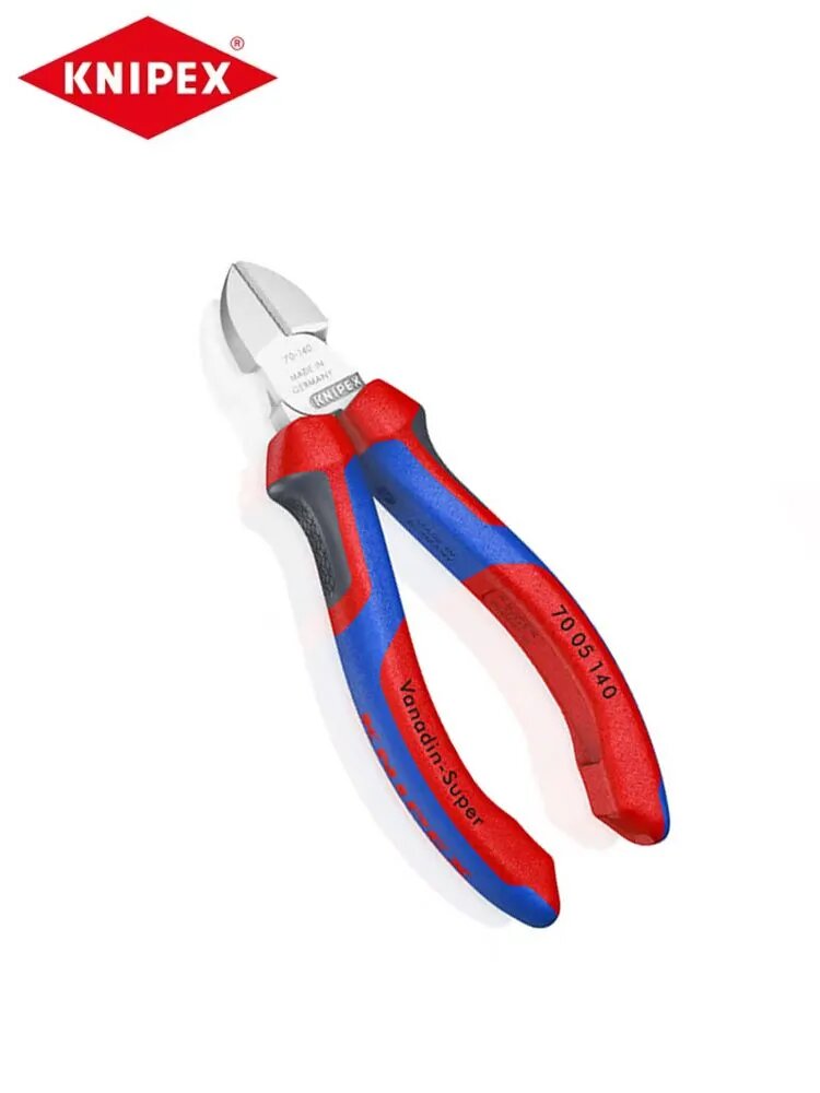 KNIPEX 7005140 Плоскогубцы с диагональной рукояткой, 140 мм, твердость 61 HRC, для резки мягкой и твердой металлической проволоки