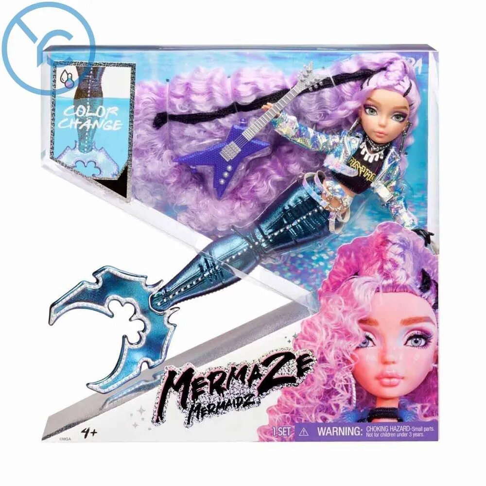 MGA Entertainment Mermaze Mermaidz Color Change / Стильная подвижная кукла-русалка, меняющая цвет, с детальными аксессуарами для детей от 5 лет и старше.
