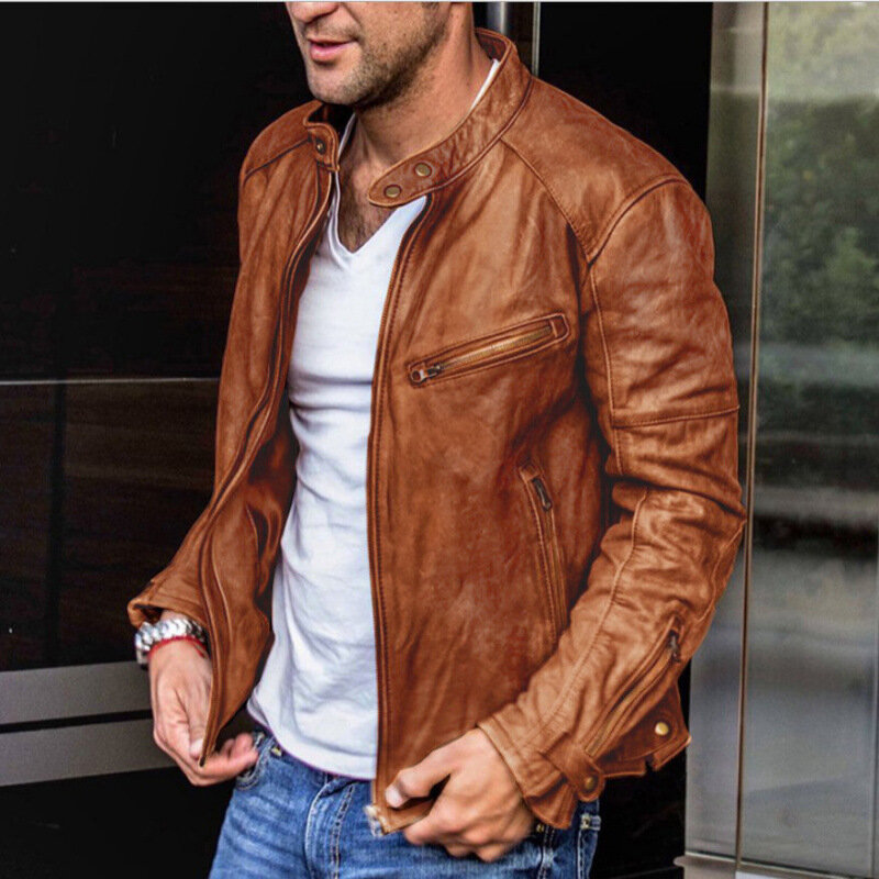 Куртка кожаная  кожаная куртка 2026 года выпуска, размер 3XL, dark brown — фото 1