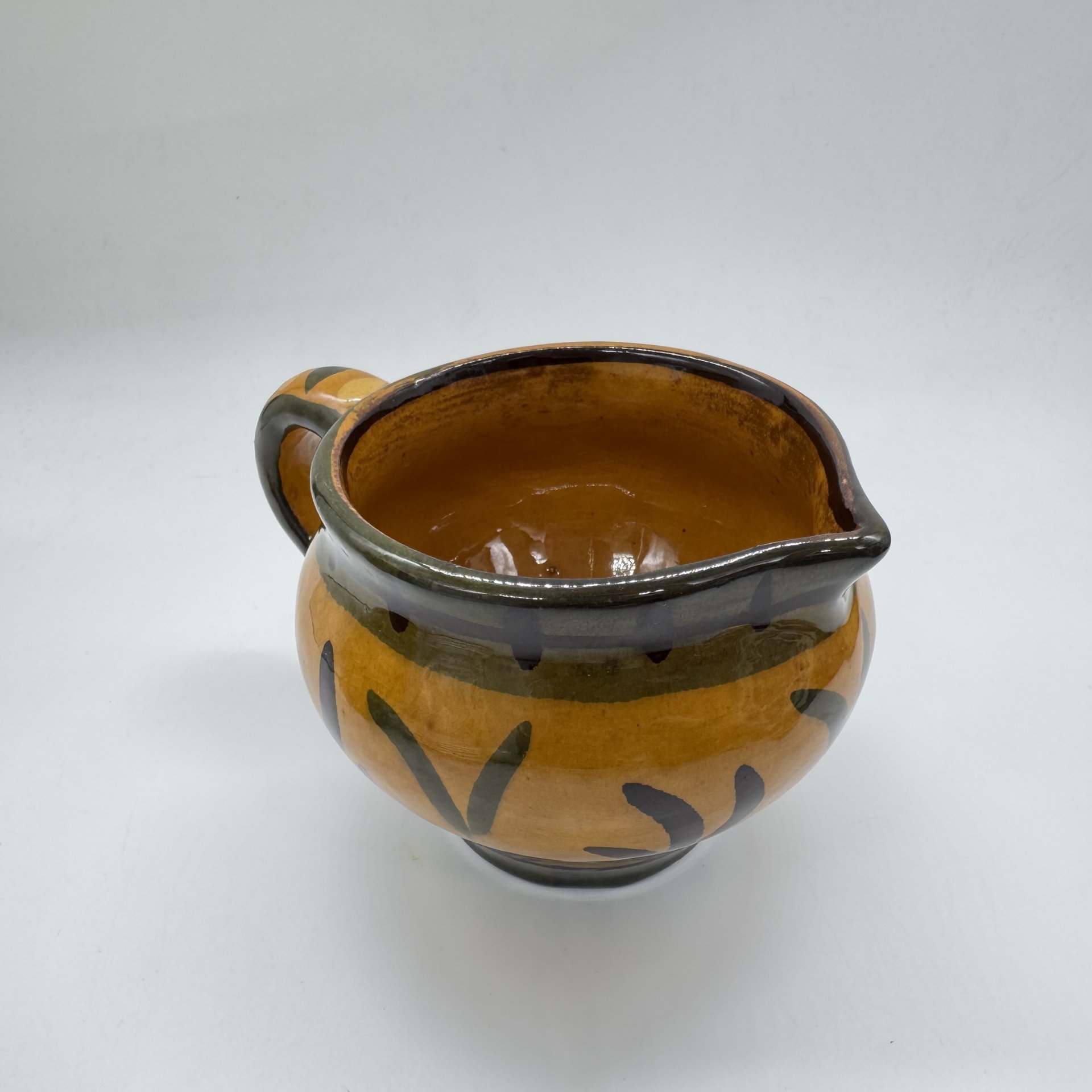 Молочник (сливочник) с растительным декором, керамика, глазурь, роспись, СССР