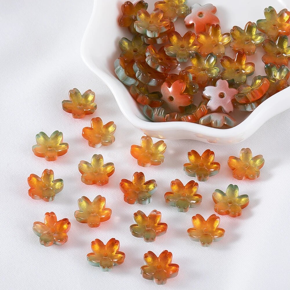 YUTOPIE стеклянные бусины цветка сакуры 10/50 шт 50pcs, DH