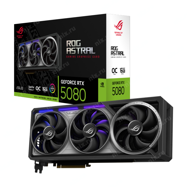 ASUS ROG Astral ROG-ASTRAL-RTX5080-O16G-GAMING (GeForce® RTX 5080) 16 Гб, GDDR7, 256 бит, PCI Express, 3xDP,2xHDMI