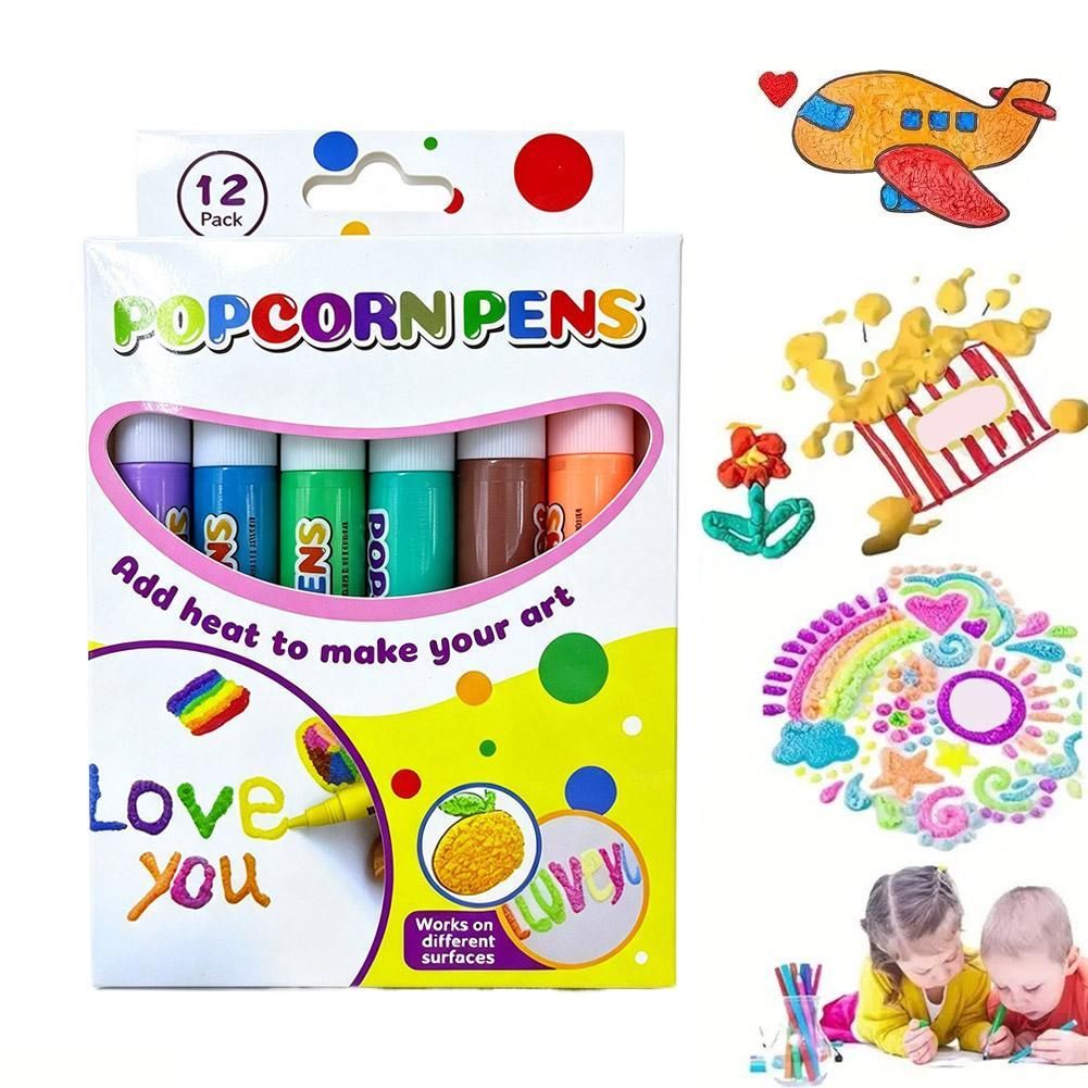 Popcorn Pens Набор 3D-ручек, 6 цветов, с эффектом попкорна